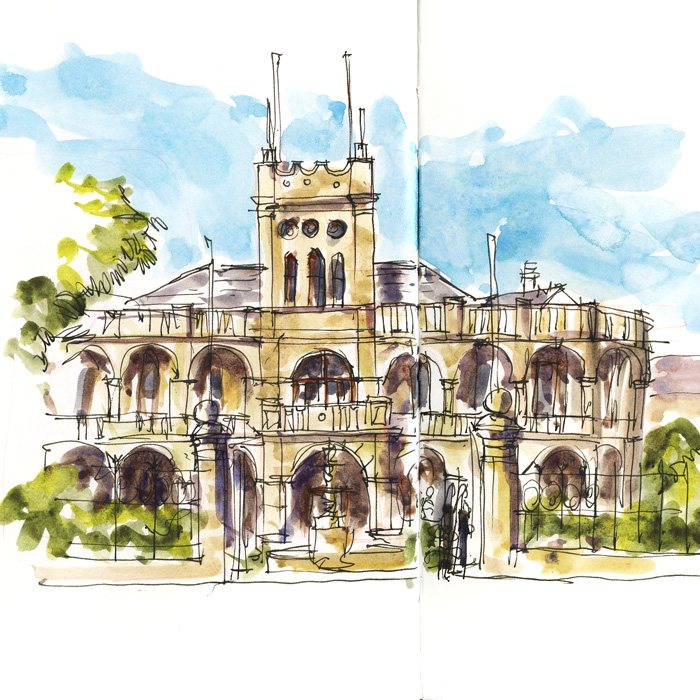 T2 mezzanine and a local 'castle' - Liz Steel : Liz Steel