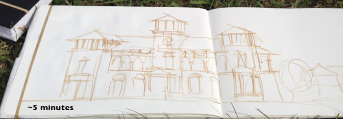 A very quick sketch of complicated building - Liz Steel : Liz Steel