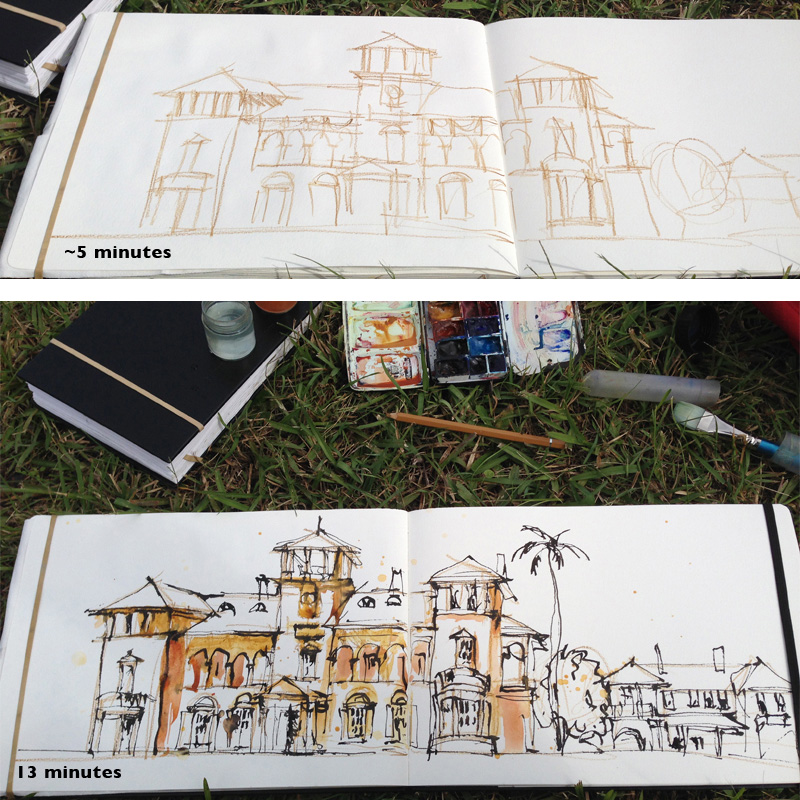 A very quick sketch of complicated building - Liz Steel : Liz Steel