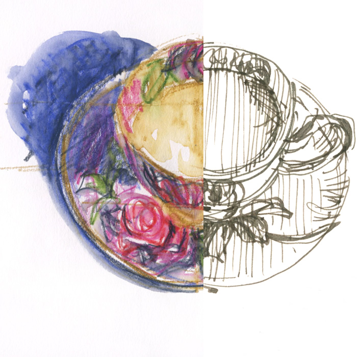Non-standard teacup sketches - WCP and cross-hatching - Liz Steel : Liz ...