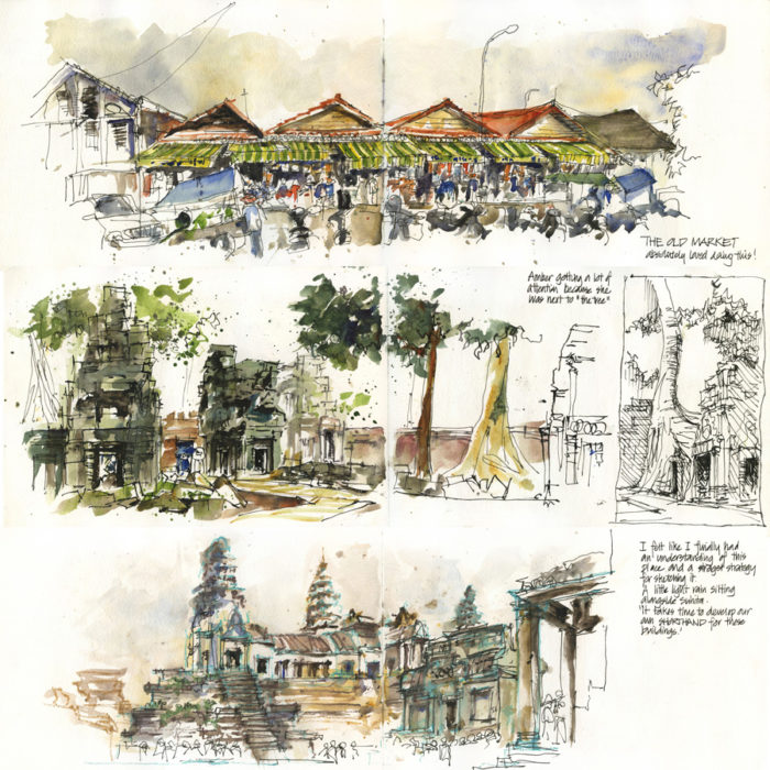 Cambodia2015 Sketchbook Part 1: Temples and Markets - Liz Steel : Liz Steel