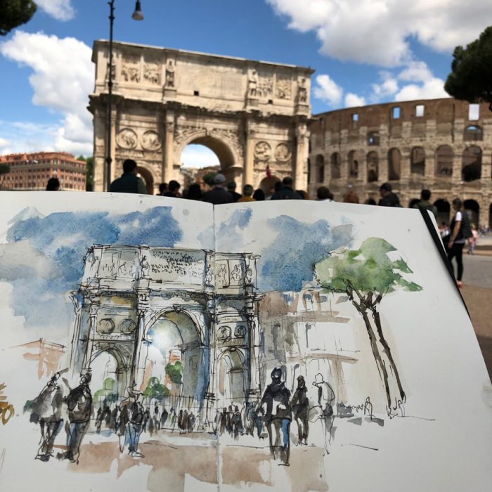 Art & Collectibles Hand retouched pen drawing print Rome city view ...