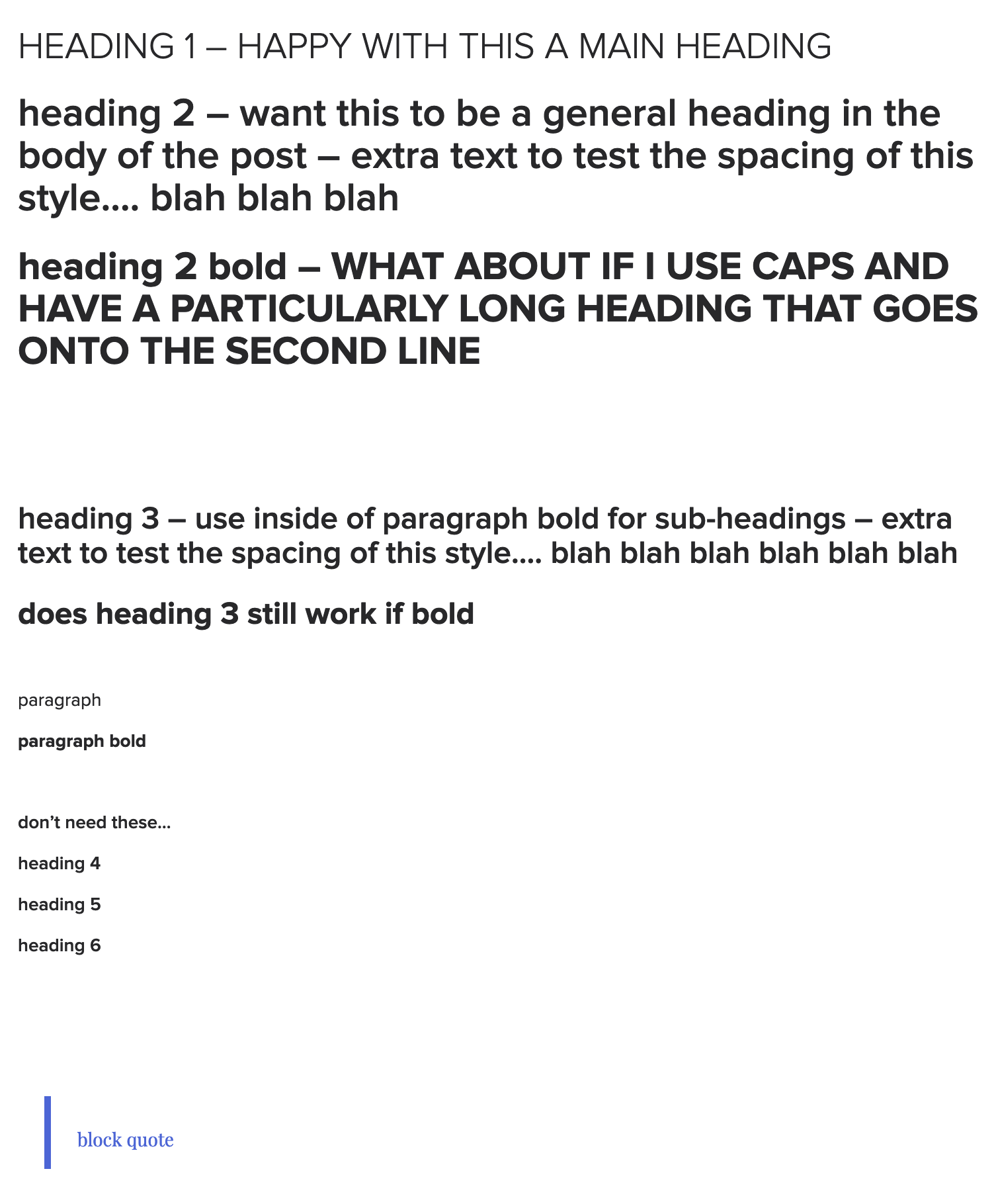 Test Heading Styles - Liz Steel : Liz Steel