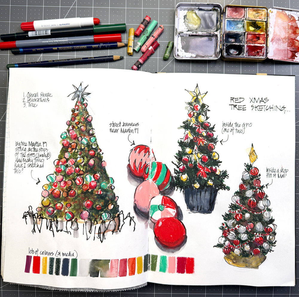 Red Christmas trees - Liz Steel : Liz Steel